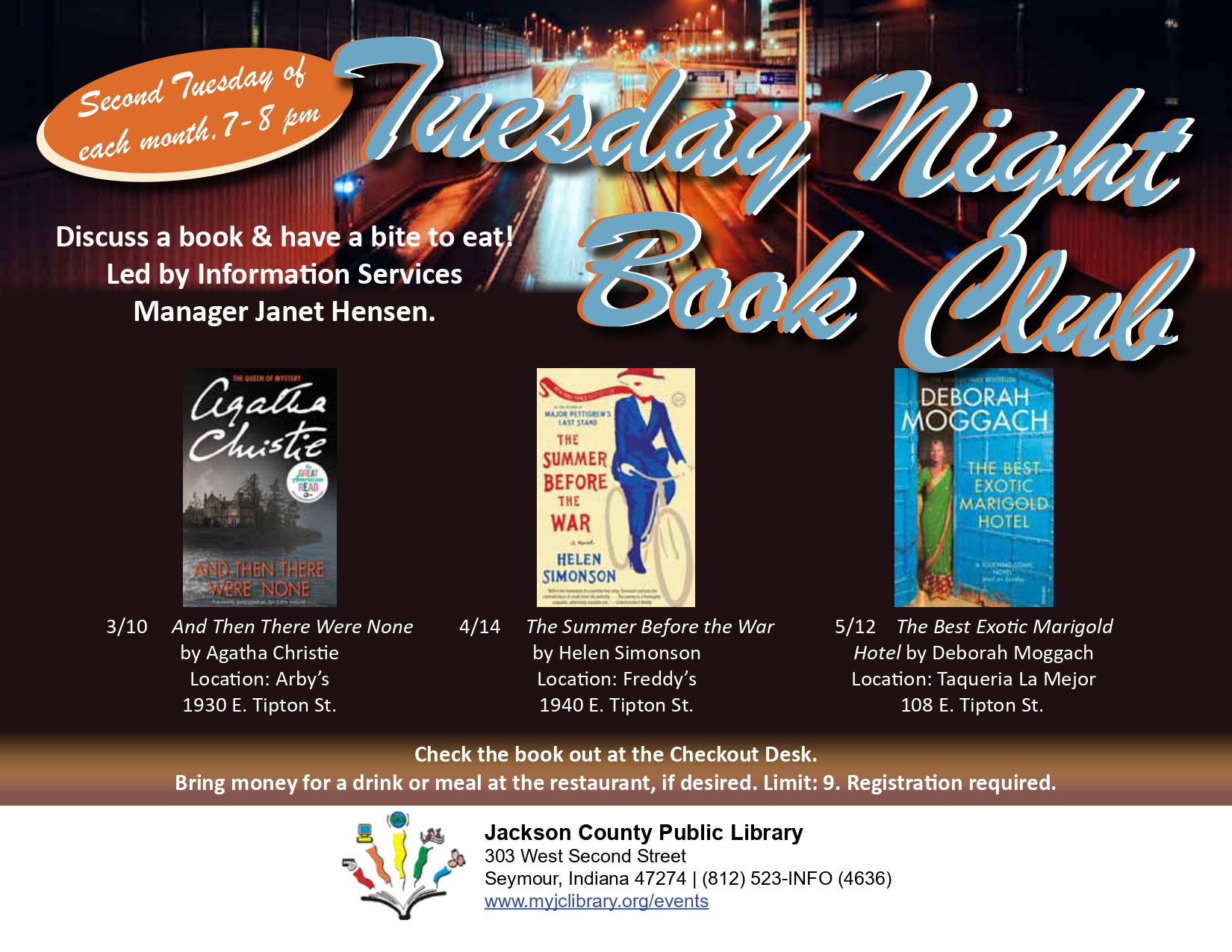 Tuesday Night Book Club – Jackson County Public Library